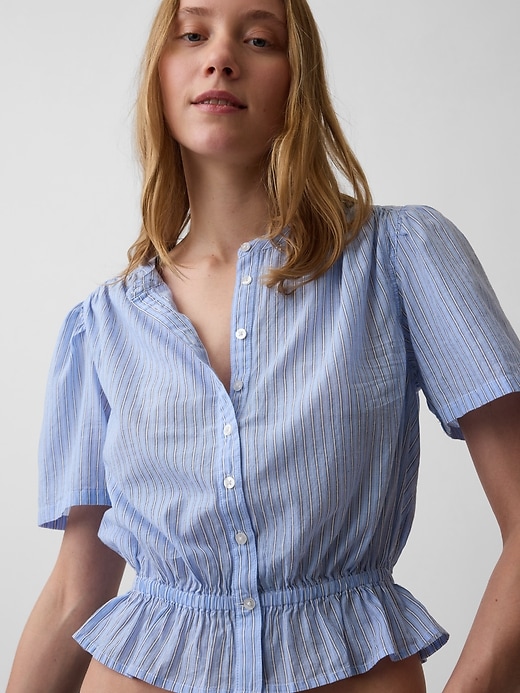 Button-Front Crop Peplum Top | Gap