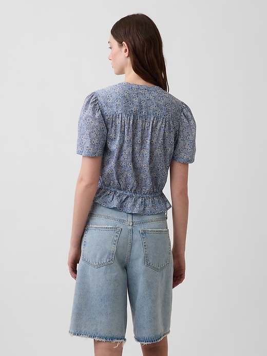 Button-Front Crop Peplum Top | Gap