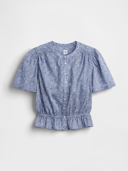 Button-Front Crop Peplum Top | Gap