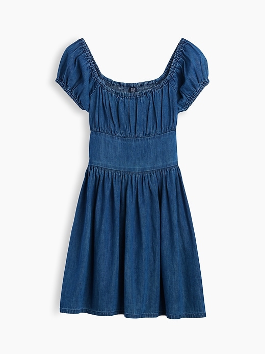 Kids Denim Puff-Sleeve Mini Dress | Gap