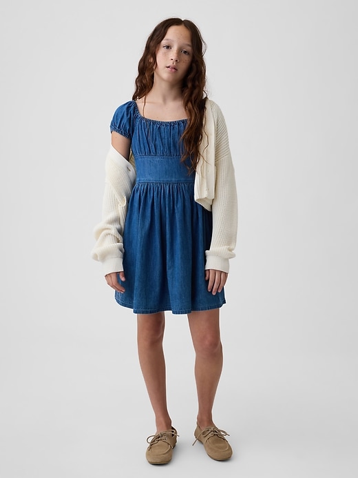 Kids Denim Puff-Sleeve Mini Dress | Gap